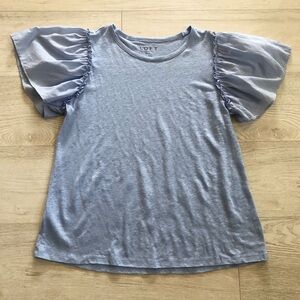 LOFT | Tops | Nwt Loft Cornflower Blue Flutter Sleeves Linen Top | Poshmark